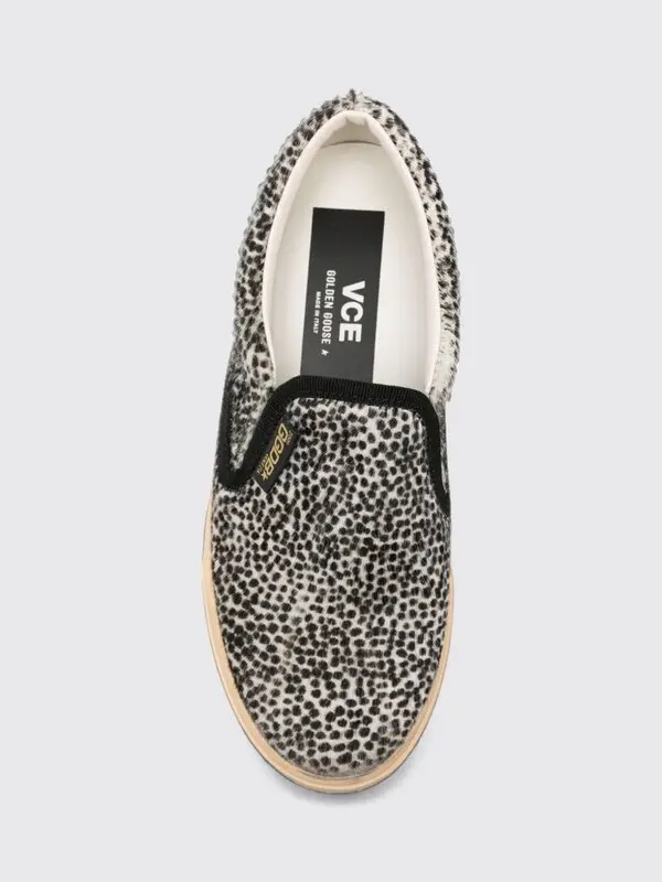 GOLDEN GOOSE Vce Penstar Animal Print And Polka Dot Pony Hair Slip-on Sneakers