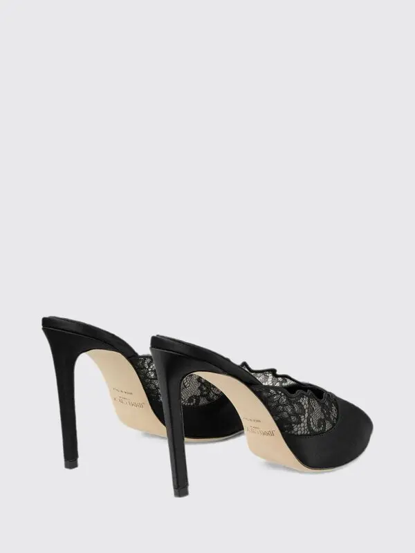 JIMMY CHOO Brigitte Embroidered Lace And Satin Mules With High Stiletto Heel - Black