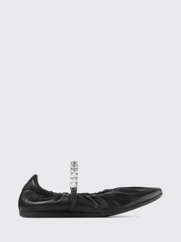 JIMMY CHOO Jade Crystal-embellished Nappa Leather Mary Jane Ballet Flats
