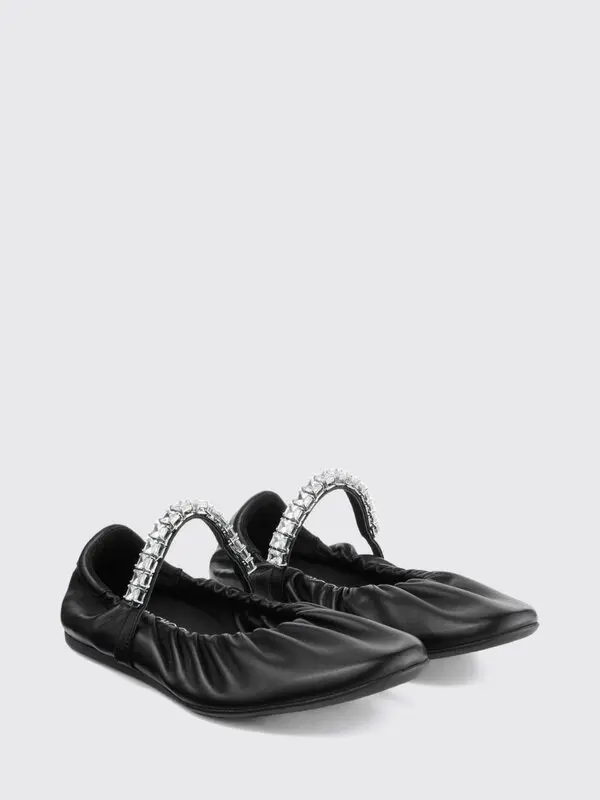 JIMMY CHOO Jade Crystal-embellished Nappa Leather Mary Jane Ballet Flats