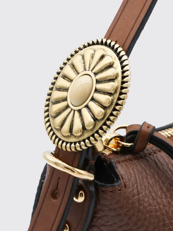Etro Pebbled Shoulder Bag With Adjustable Handle And Logo Charm - Leather