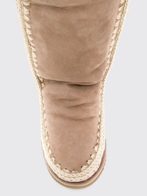Mou Eskimo Knee-high Boots In Suede With Wool Lining And Contrast Stitching