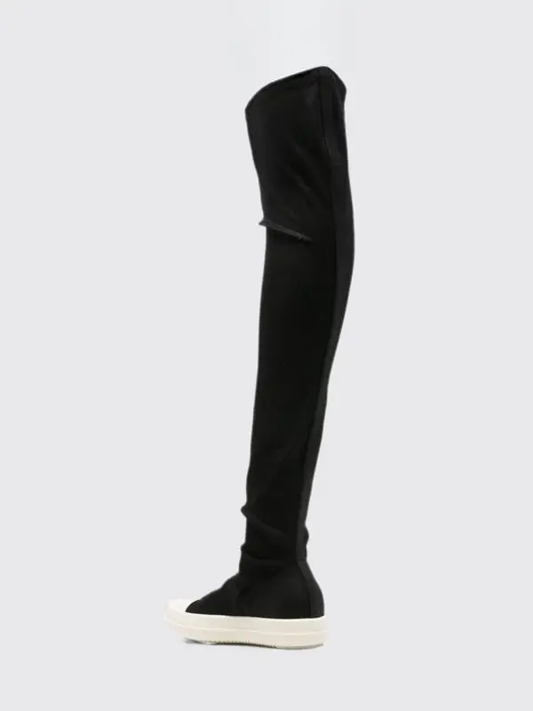 Rick Owens Stretch Cotton Over-the-knee Boots With Rubber Toe Cap