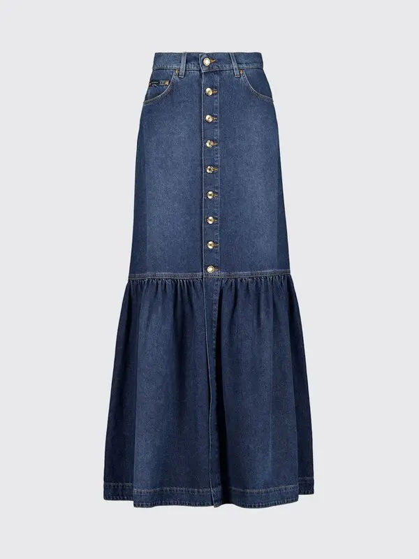 Dolce & Gabbana High-waisted A-line Long Denim Skirt