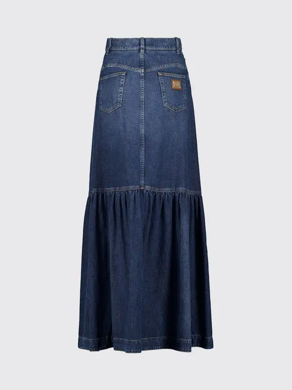 Dolce & Gabbana High-waisted A-line Long Denim Skirt