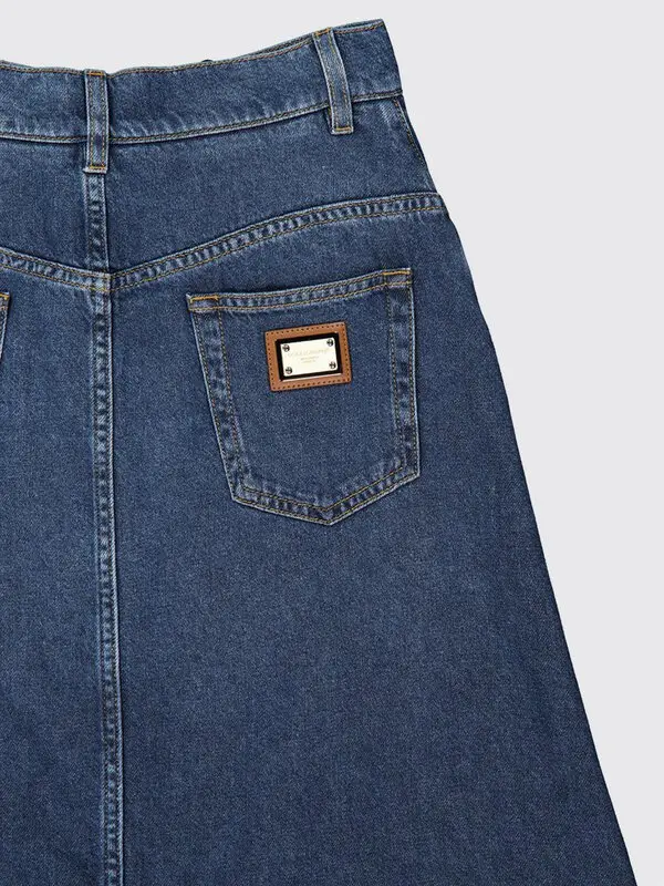 Dolce & Gabbana High-waisted A-line Long Denim Skirt