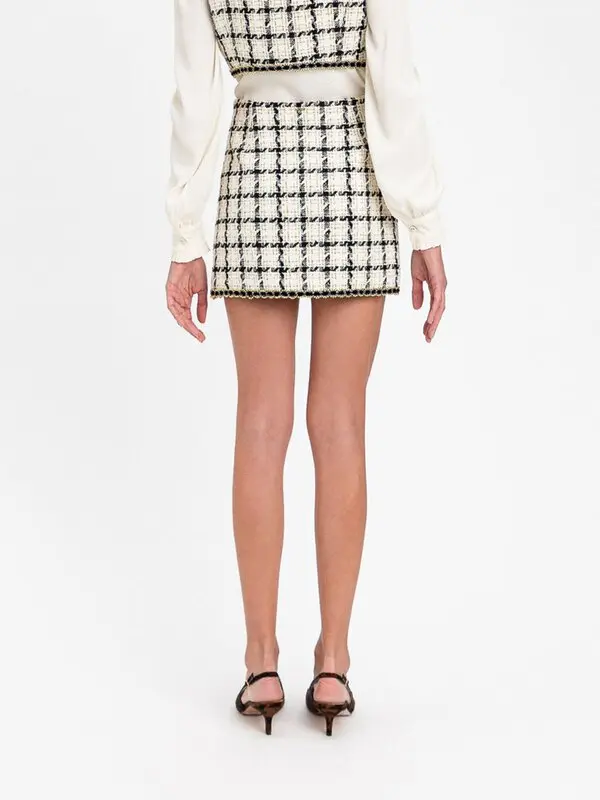 TWINSET High-waisted Check Tweed Pencil Mini Skirt