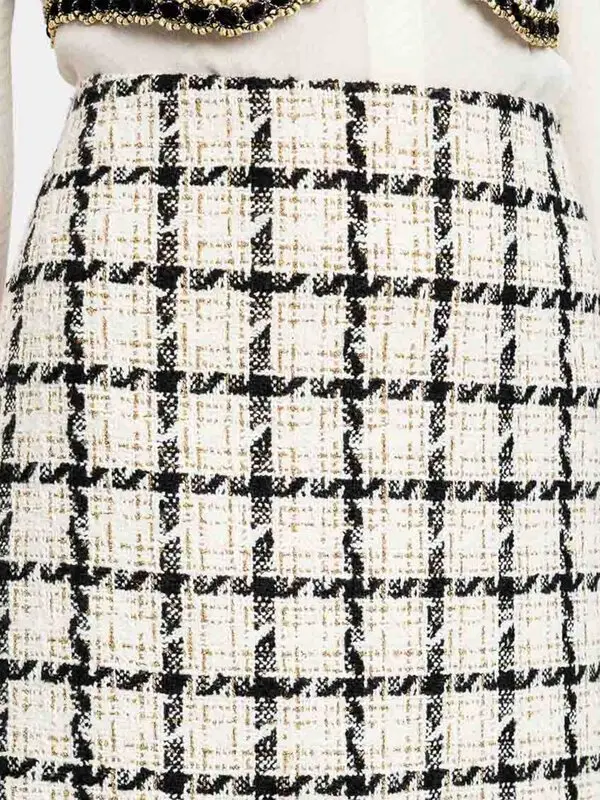 TWINSET High-waisted Check Tweed Pencil Mini Skirt