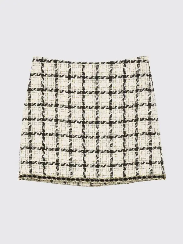 TWINSET High-waisted Check Tweed Pencil Mini Skirt