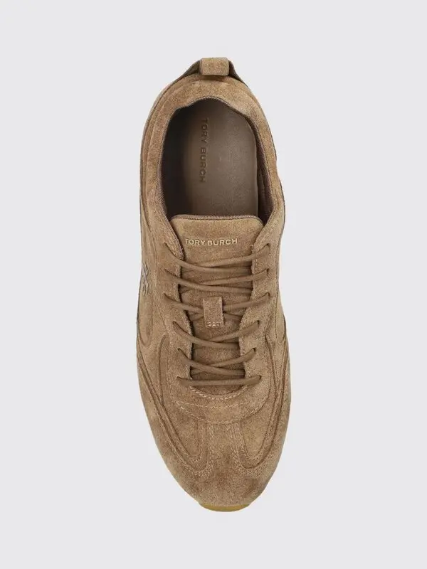 Tory Burch Low-top Sneaker In Suede Leather With Double T Logo And Serrated Sole