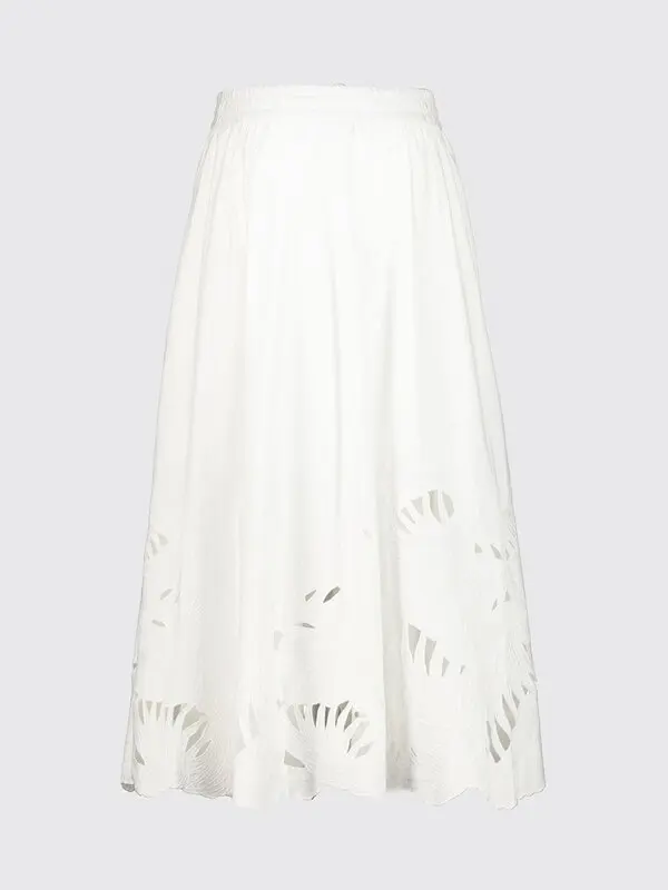 Zimmermann Mahon High-waisted Flared Midi Skirt In Cotton With Elasticated Waist