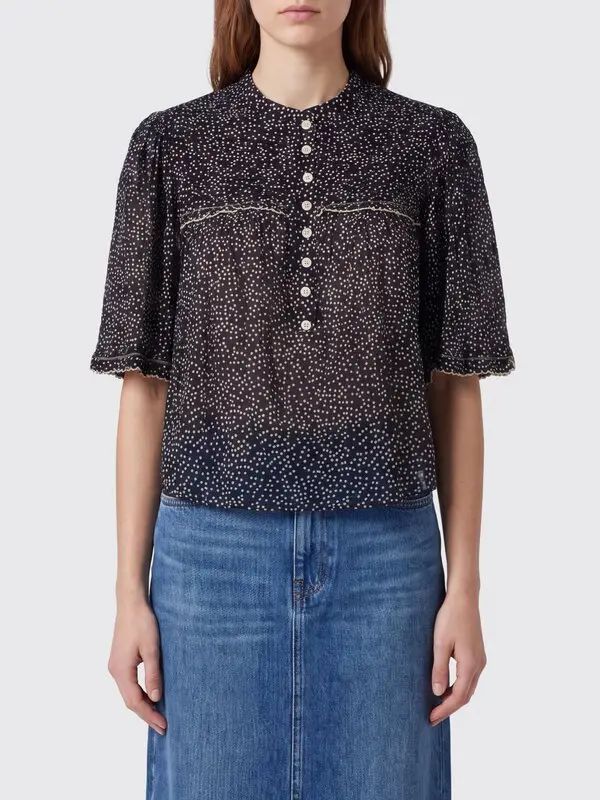 Isabel Marant Étoile Douna Polka Dot Cotton Blouse With Short Sleeves