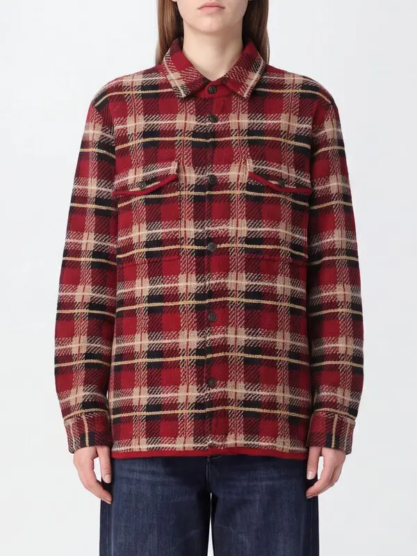 Guest In Residence Check 100% Cashmere Shirt With Classic Collar - Red