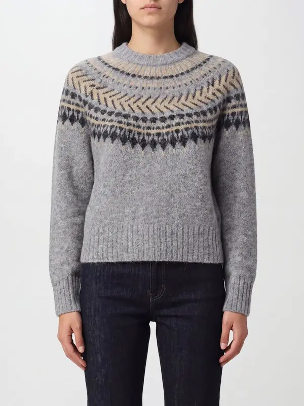Barbour Ethnic Pattern Alpaca Blend Crewneck Sweater With Long Sleeves