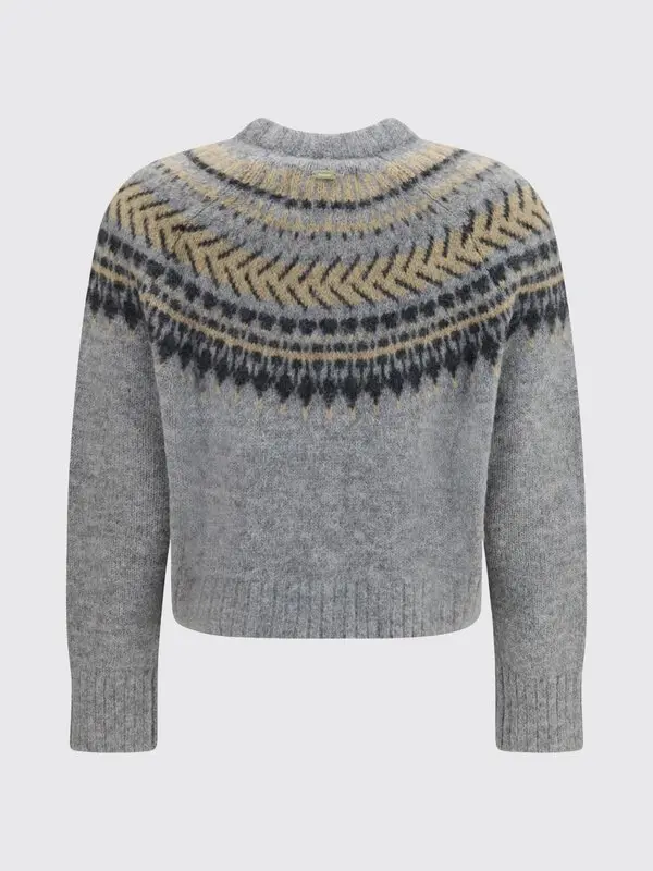 Barbour Ethnic Pattern Alpaca Blend Crewneck Sweater With Long Sleeves