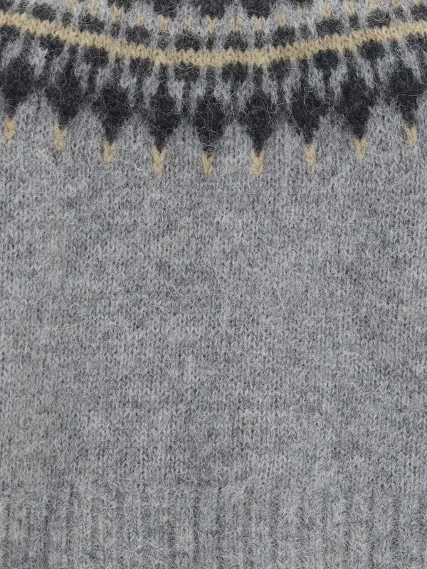 Barbour Ethnic Pattern Alpaca Blend Crewneck Sweater With Long Sleeves