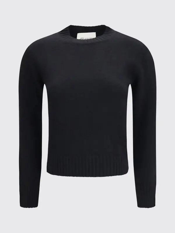 AMI Paris Wool And Cashmere Crew Neck Sweater With Ribbed Trims