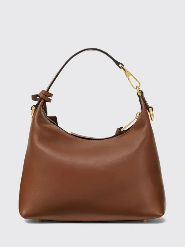 Versace Smooth Calfskin Leather Mini Hobo Bag With Charm And Lettering Logo