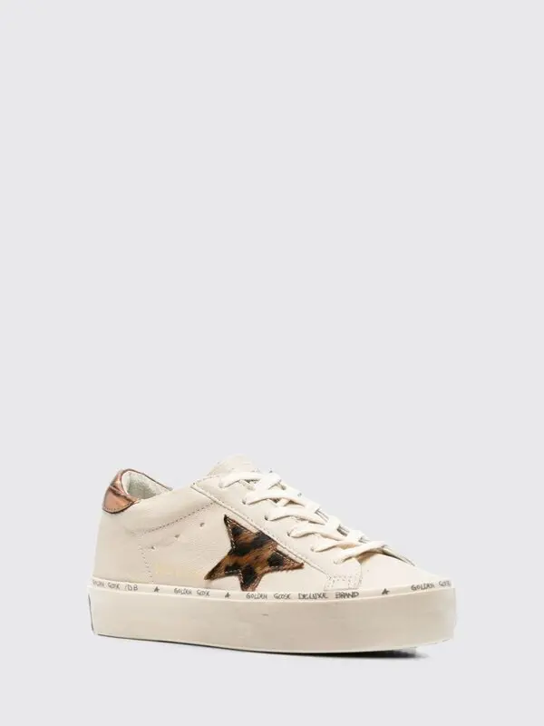 GOLDEN GOOSE Hi Star Animal Print Leather And Pony Hair Platform Sneakers