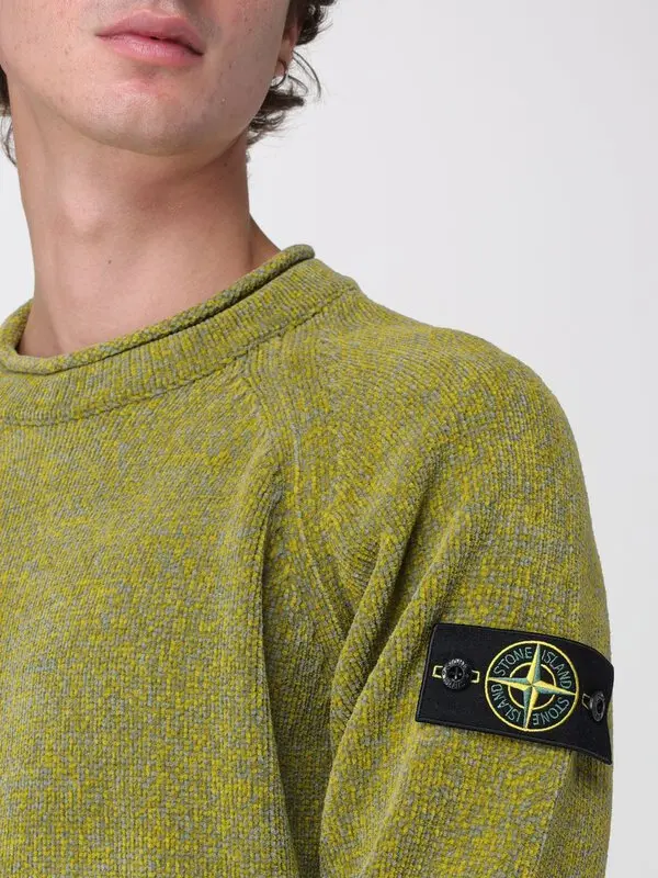 Stone Island Crewneck Cotton Sweater With Compass Logo Patch - Green