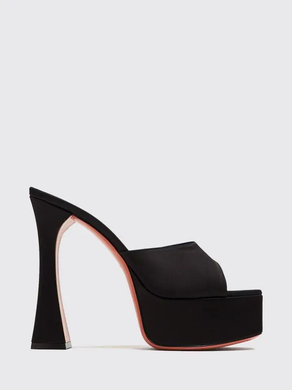 Amina Muaddi Dalida Satin Platform Mules With Spool Heel