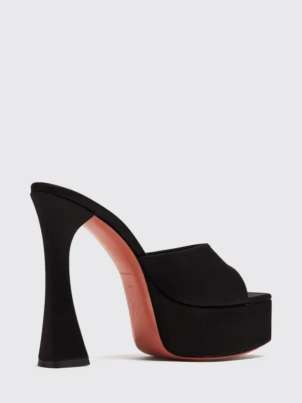 Amina Muaddi Dalida Satin Platform Mules With Spool Heel