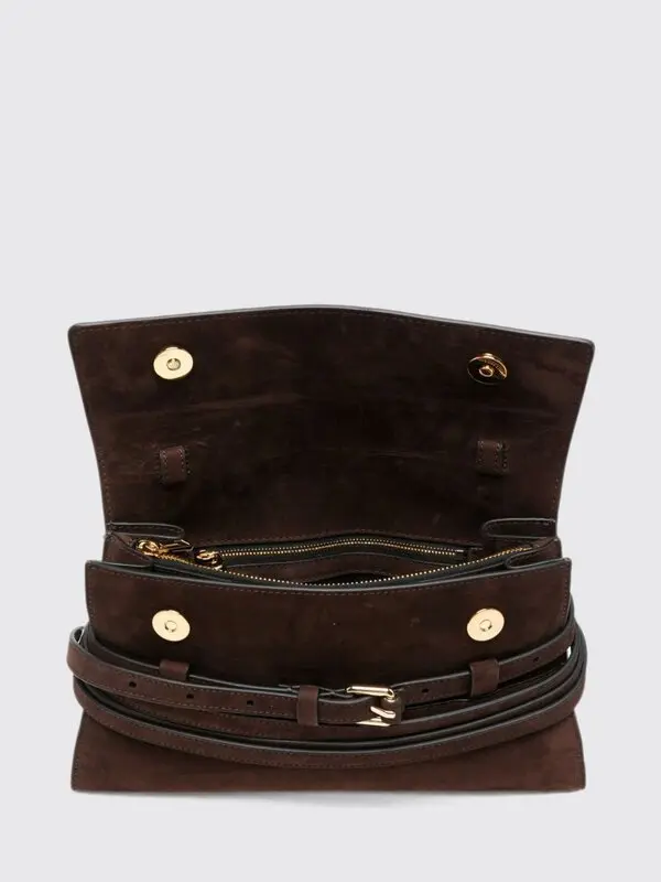 Moschino Suede Clutch With Flared Design And Shoulder Strap