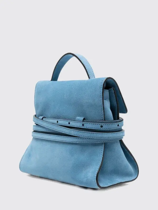 Moschino Tie Me Mini Bag In Suede With Shoulder Strap