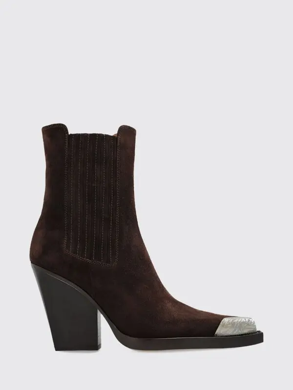 Paris Texas Dallas Suede Western Ankle Boots With Metal Toe Cap And High Heel