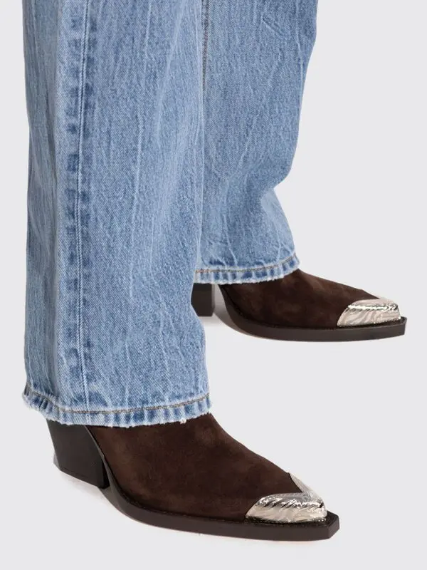 Paris Texas Dallas Suede Western Ankle Boots With Metal Toe Cap And High Heel
