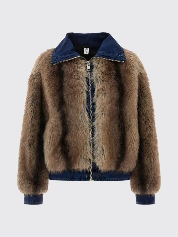 Liu Jo Cropped Faux Fur Bomber Jacket With Classic Collar