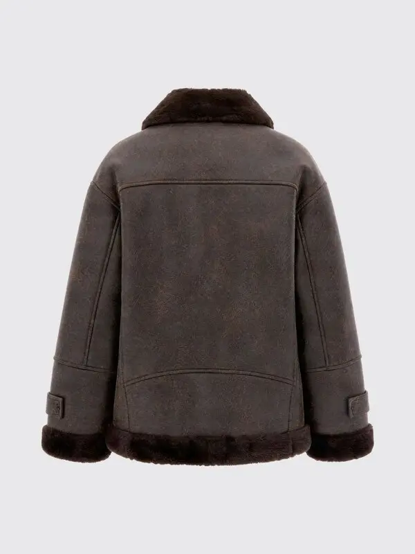 Liu Jo Cropped Faux Leather Aviator Jacket With Faux Fur Lining