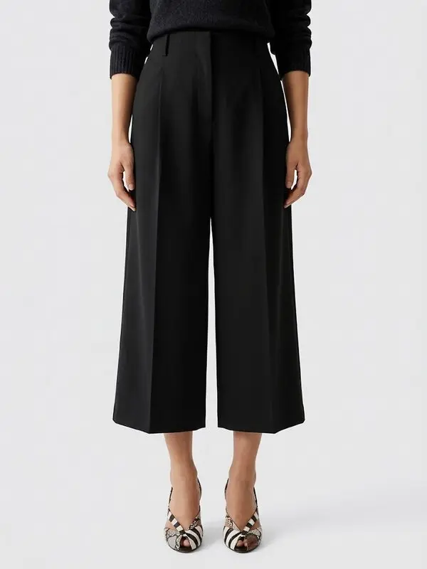 Jacquemus Miami High-waisted Cropped Wide-leg Pants In Linen Blend