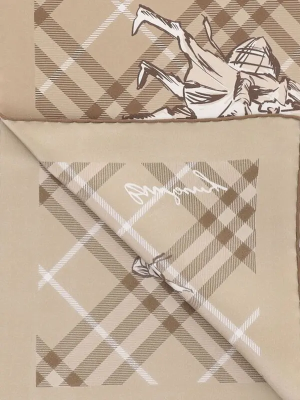 Burberry Vintage Check Print Silk Twill Square Scarf