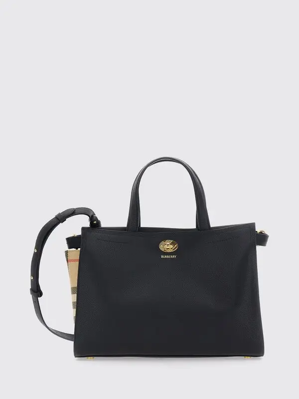 Burberry Small Cotswolds Calfskin Leather Tote Bag With Ekd Logo