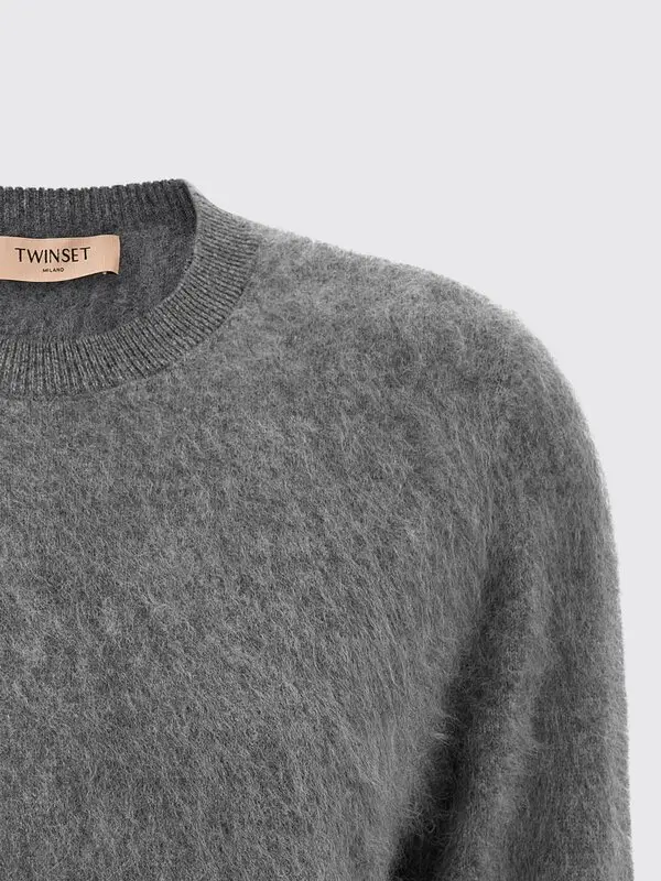 TWINSET Wool, Silk And Cashmere Blend Crewneck Sweater - Grey