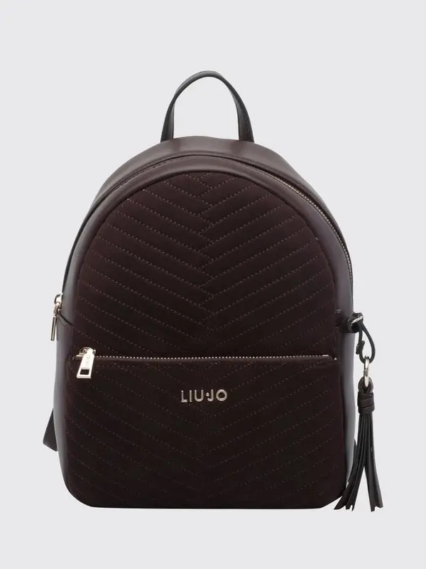 Liu Jo Faux Leather Backpack With Chevron Pattern And Adjustable Straps - Red