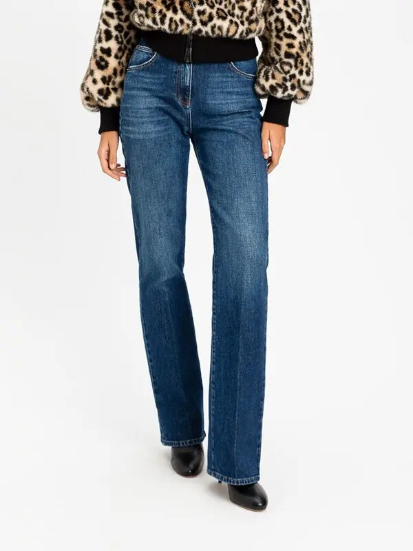 TWINSET High-waisted Straight Jeans In Stretch Cotton