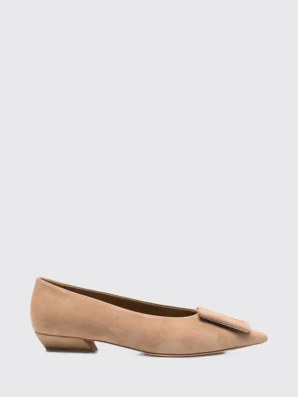 ROGER VIVIER Suede Ballet Flats With Iconic Plaque And Almond Toe
