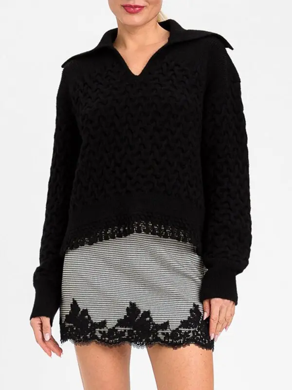TWINSET Wool-blend V-neck Sweater With Long Sleeves