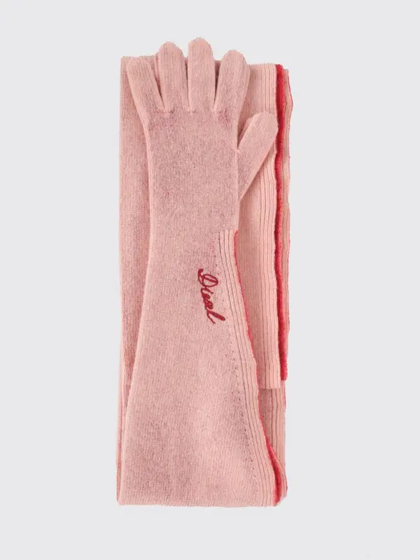 DIESEL® Wool-blend Knit Gloves With Abstract Pattern And Embroidered Logo - Red