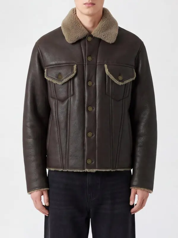 MAISON MARGIELA Lambskin Leather Jacket With Fur Collar And Four Stitches Logo
