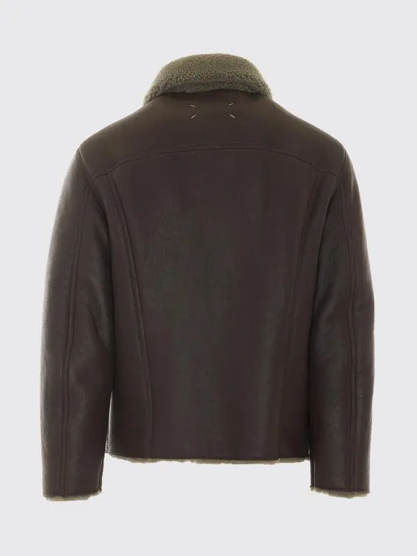 MAISON MARGIELA Lambskin Leather Jacket With Fur Collar And Four Stitches Logo