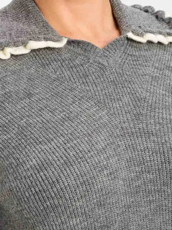 TWINSET Long-sleeved Wool Blend Knit Polo
