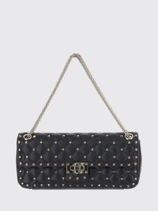 Valentino Garavani Rockstud Spike Quilted Leather Shoulder Bag With Studs - Black