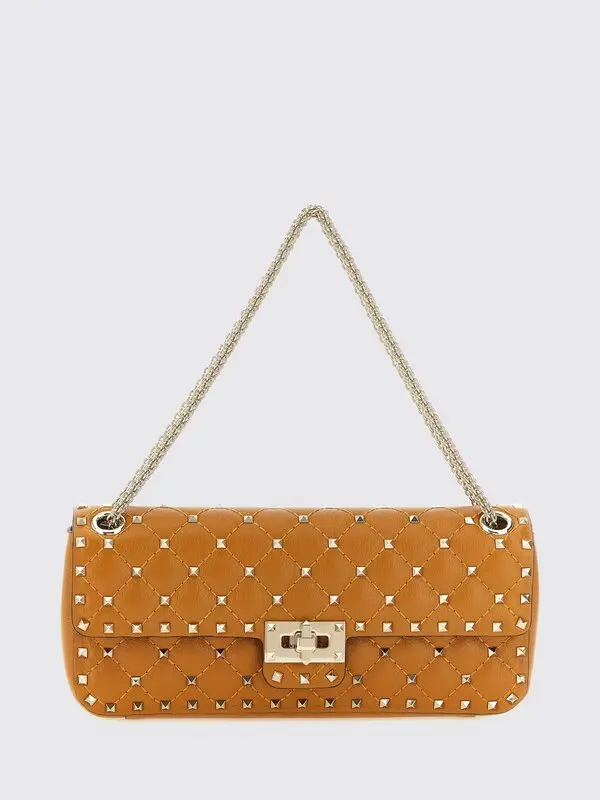 Valentino Garavani Rockstud Spike Quilted Leather Shoulder Bag With Studs - Orange