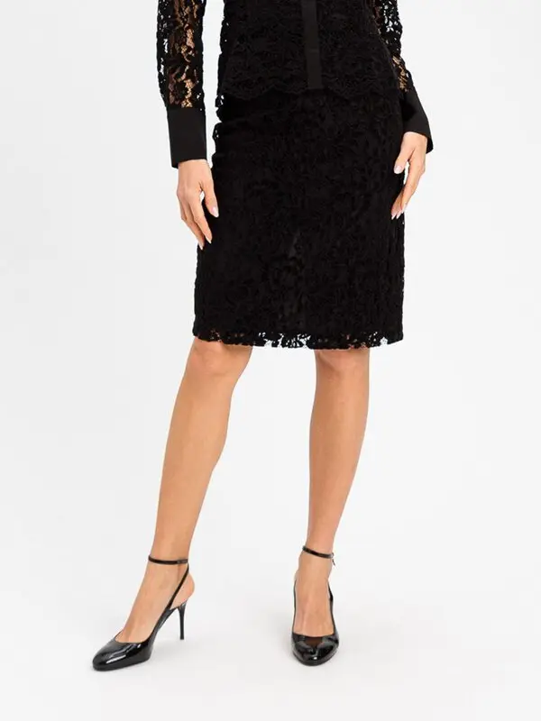 TWINSET High-waisted Lace Pencil Mini Skirt With Back Slit
