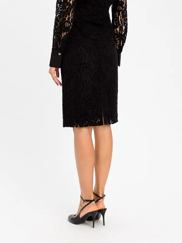 TWINSET High-waisted Lace Pencil Mini Skirt With Back Slit