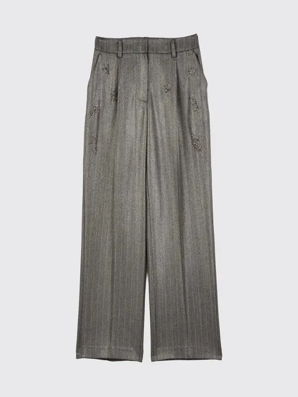 TWINSET Pleated Pinstripe Wide-leg Trousers With A Tailored Cut