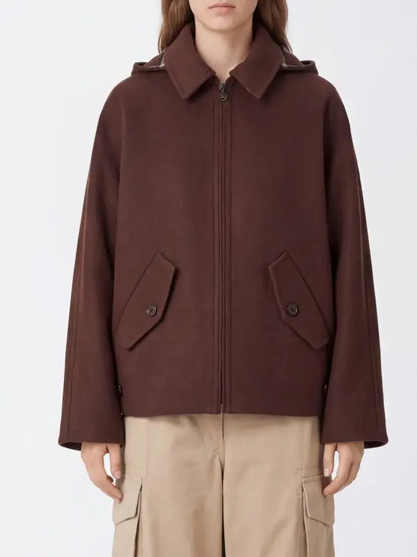 Burberry Hooded Single-breasted Short Wool Coat With A Relaxed Fit